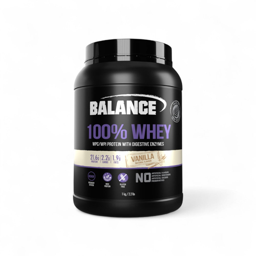 Balance 100% Whey Protein Vanilla 1kg | NZ Sourced | Gluten Free ...
